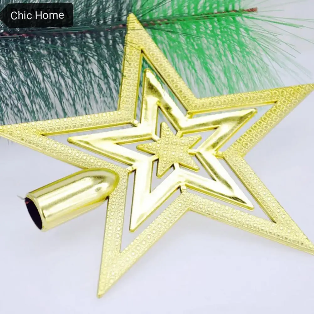1pc Gold Silver Red Star Christmas Tree Top Star 3D Five-point Star ...