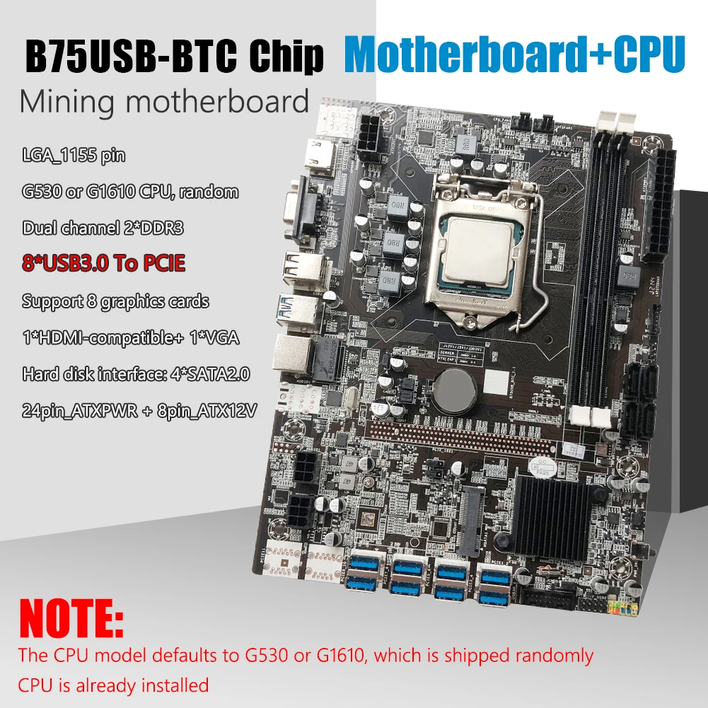 B75USB BTC B75 Chip Mining Motherboard 8xUSB3.0 To PCIE LGA 1155 With ...