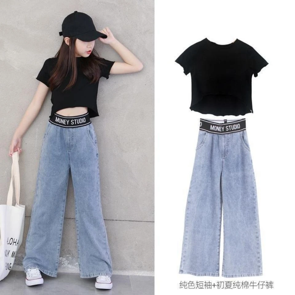 Teenage Girls Clothing Sets New Fashion Spring Streetwear Black Top+ ...