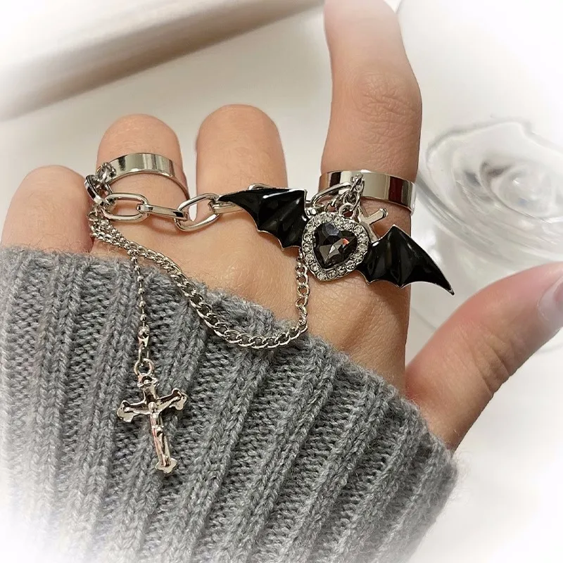 Black-Sweet-Cool-Devil-Cross-Ring-with-Mine-Style-Spicy-Girl-Subculture ...