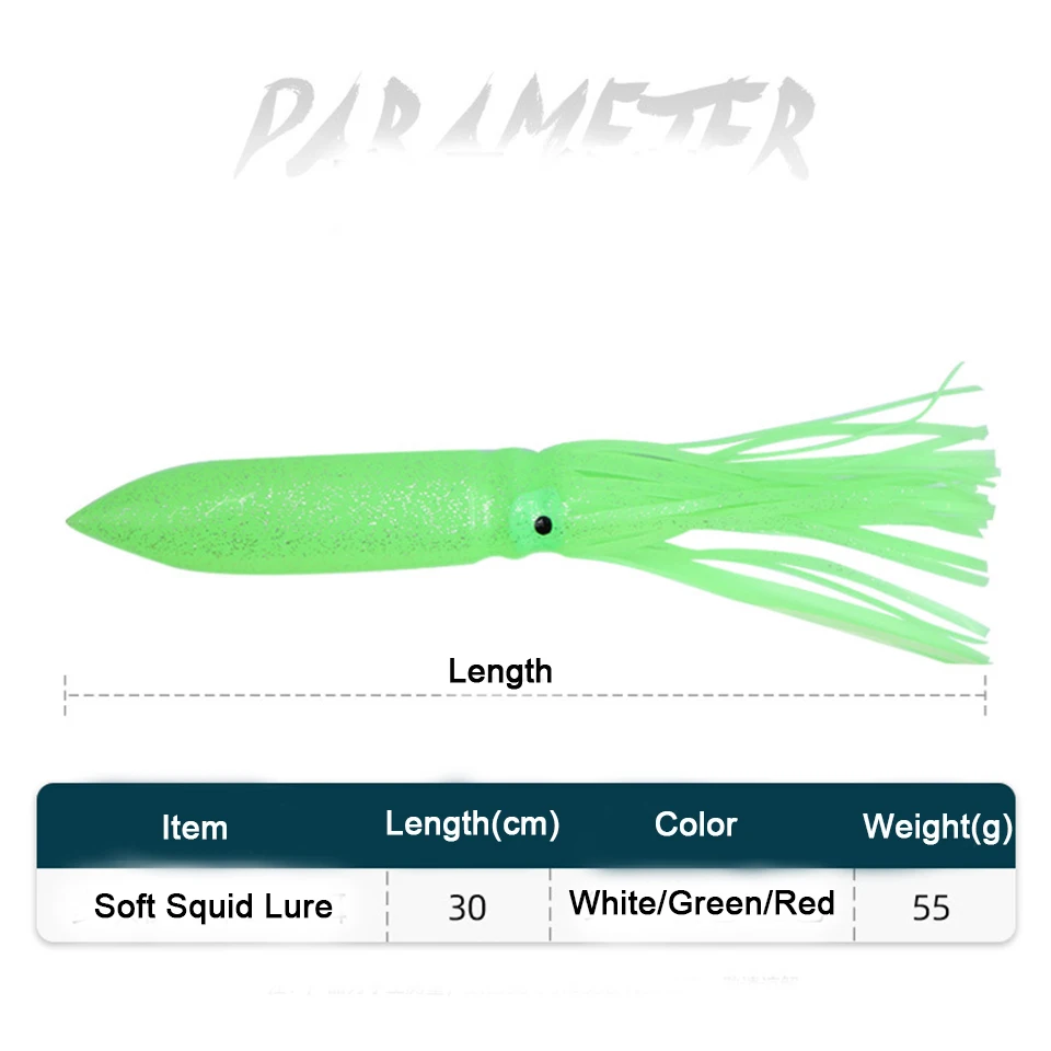 Luminous Squid Skirts. Extra tuff Soft Rubber. 1pc 30cm - Easy Fishing ...