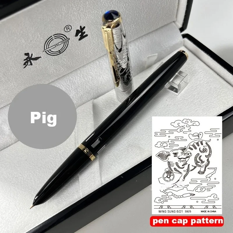 Limited Wingsung 601 Twelve Zodiac Signs Gold Clip Piston 14k Gold Nib ...