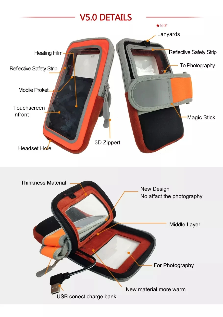 Electric Heated Phone Bag Winter Warmer Multifunctional Antifreeze Case ...