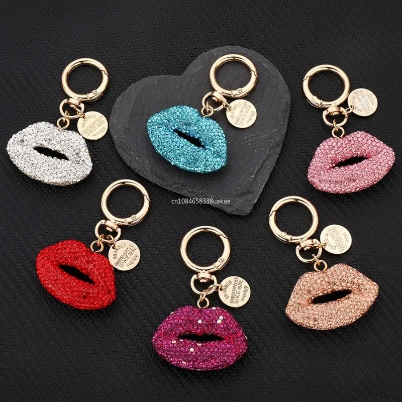 Full Rhinestone Lip Shape Key Chains Women Handbag Pendant Keyring ...