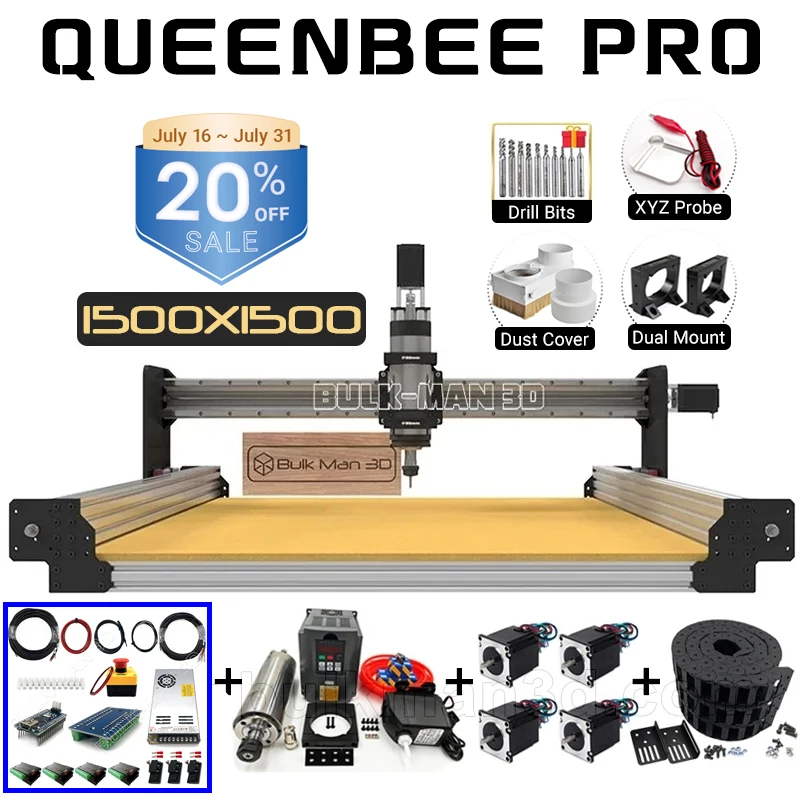 20-OFF-1500x1500mm-QueenBee-PRO-CNC-Router-Machine-Full-Kit-with-High ...