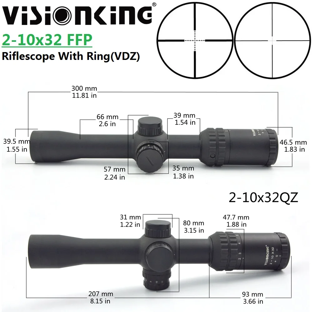 Visionking 2-10x32 Wide Angle Riflescope Shock Resistance Target ...