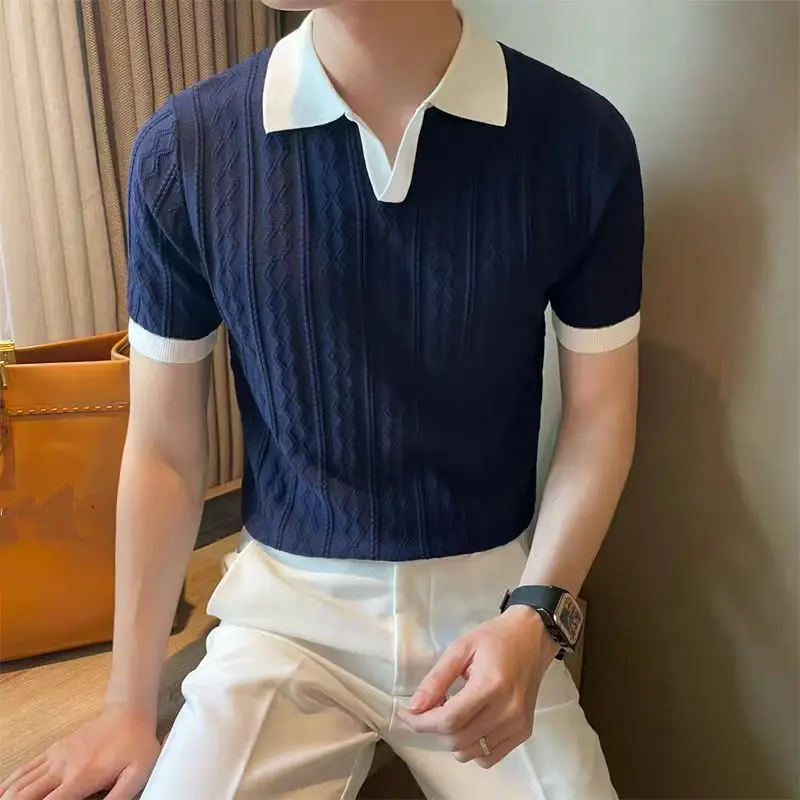 Korean-Streetwear-Fashion-Men-Polo-Shirts-Business-Casual-Slim-New ...