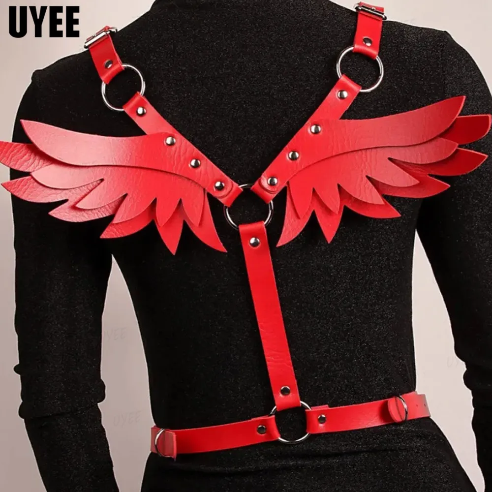 UYEE Punk Angel Wings Frau Rot PU Leder Harness Gürtel Gothic Fee Flügel Erwachsene Cosplay ...