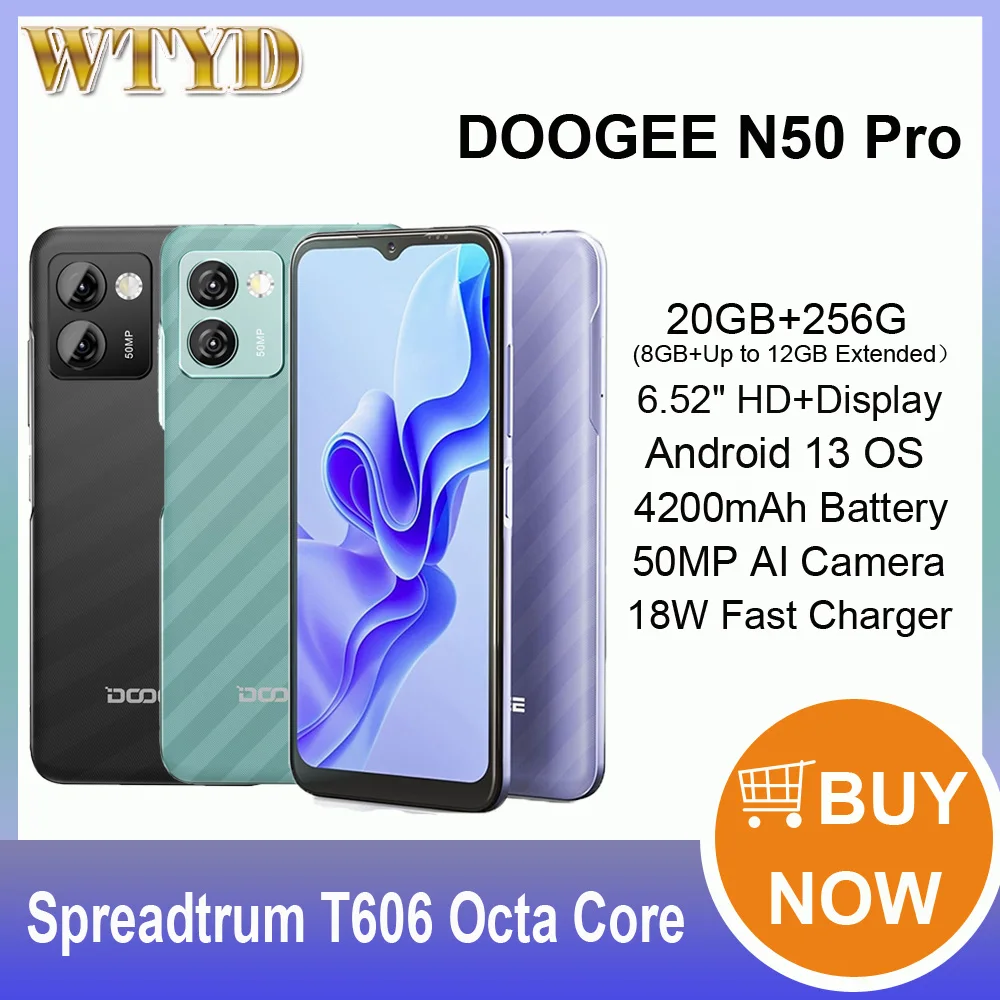 DOOGEE-N50-Pro-Smartphone-8GB-256GB-6-52-inch-Android-13-Spreadtrum ...