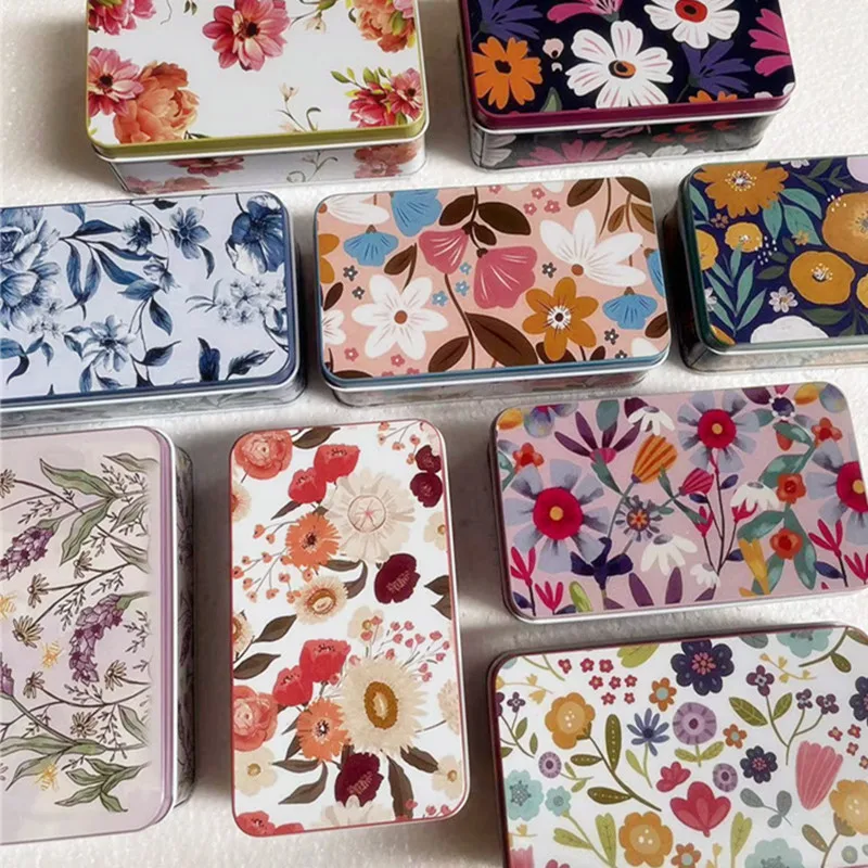 1-Pc-Floral-Design-Small-Tin-Boxes-Metal-Storage-Box-with-Lid-Perfume ...