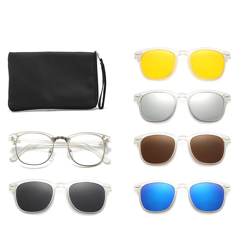 Transparent-Tan-Frame-2218A-Magnetic-Polarized-Clip-On-Sunglasses ...