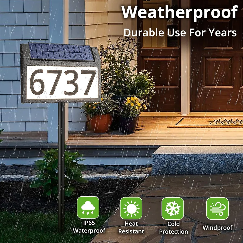 Solar Address Sign House Number for outside LED Illuminated Outdoor ...