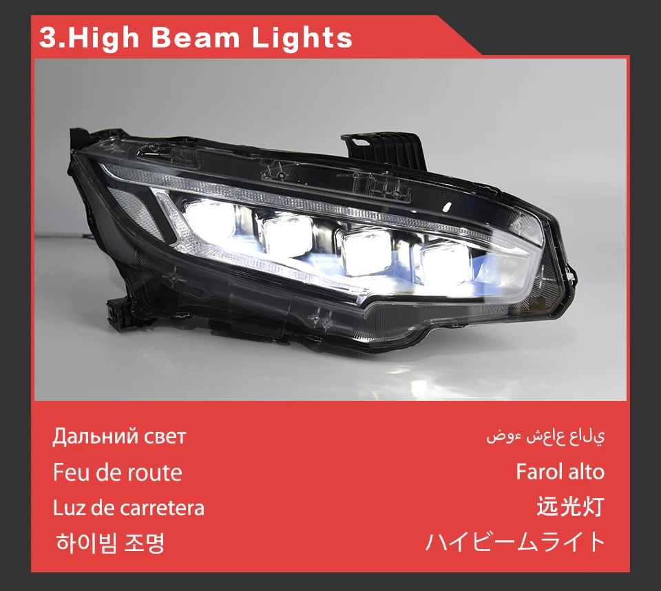 Civic X Headlights 2017-2020 New Civic LED Headlight Sedan Hatchback ...