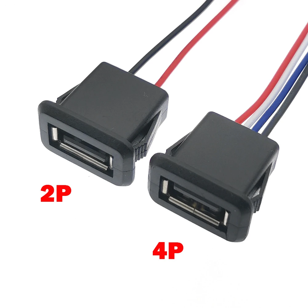 Conector de puerto de carga USB 2,0 con Cable, conector de alimentación hembra USB 2,0, 2 pines ...