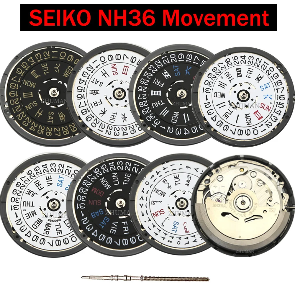 NH36-Movement-Japan-Seiko-NH36A-Dual-Calendar-3-And-3-8-Crown-Fully ...