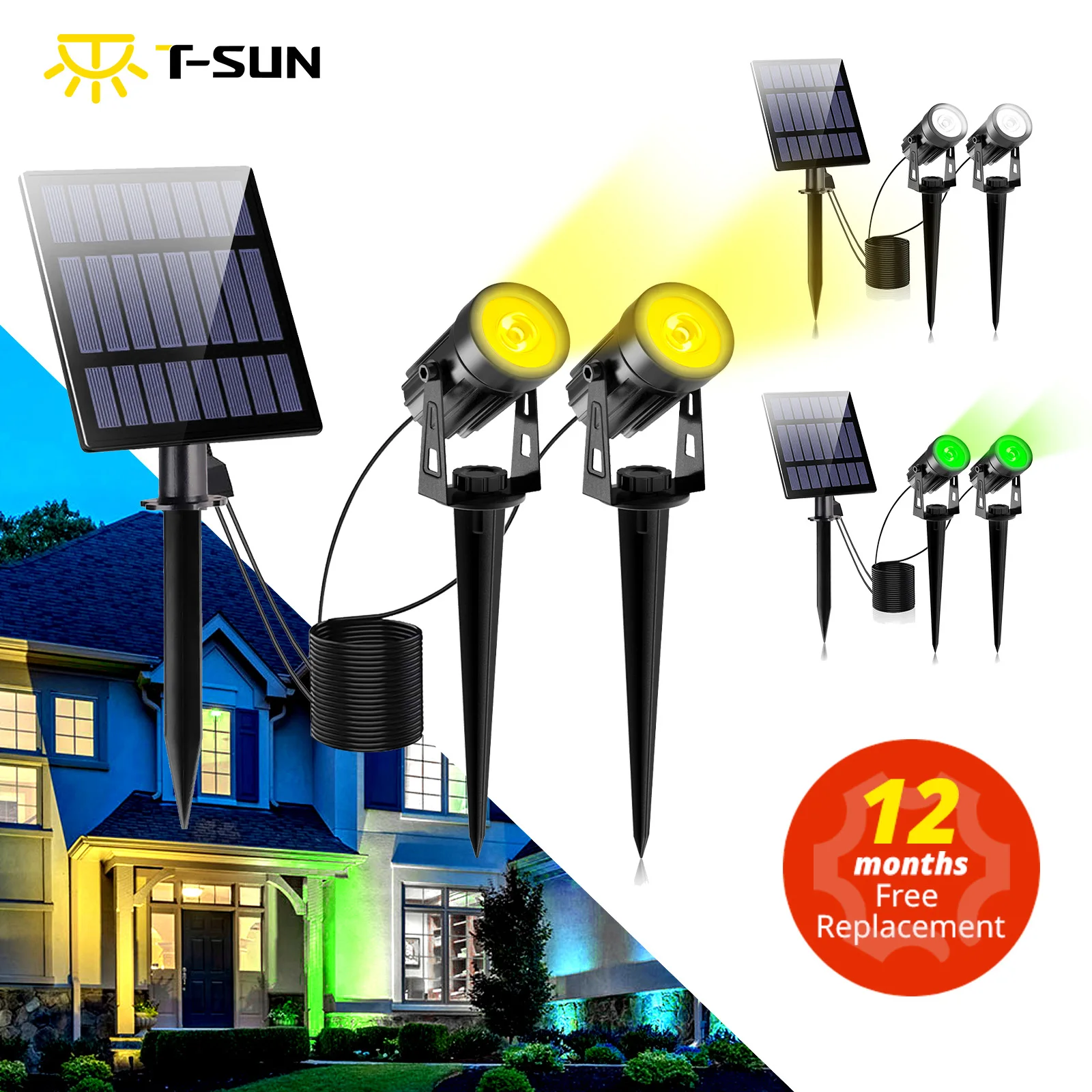 T-SUNRISE-Focos-de-energ-a-solar-Luces-Blancas-C-lidas-con-Panel-Solar ...