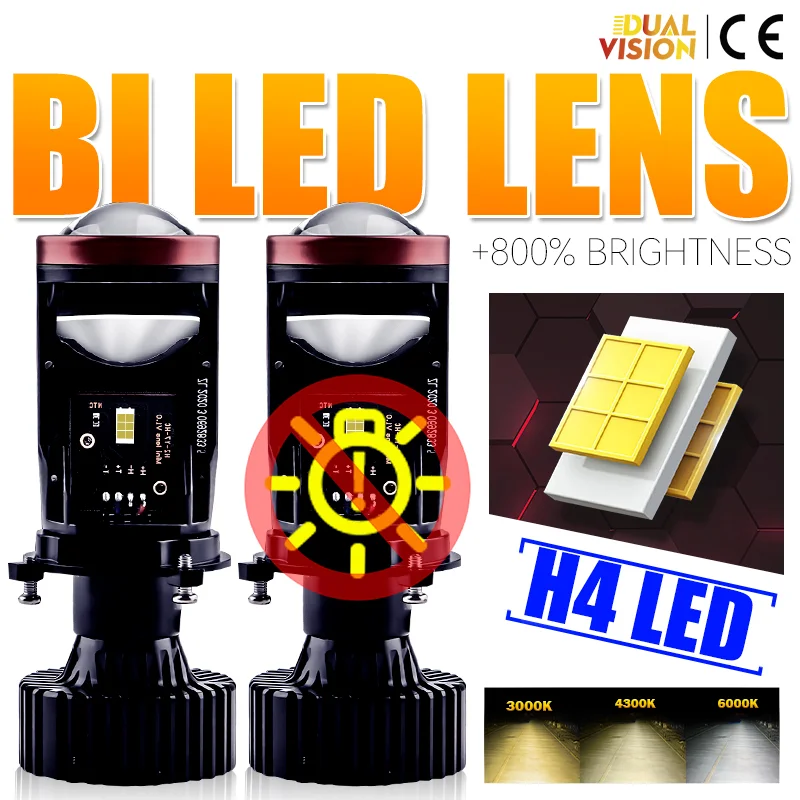 H4 LED Projector Lens Car Headlight Motorcycle 6000K Canbus EMC High ...