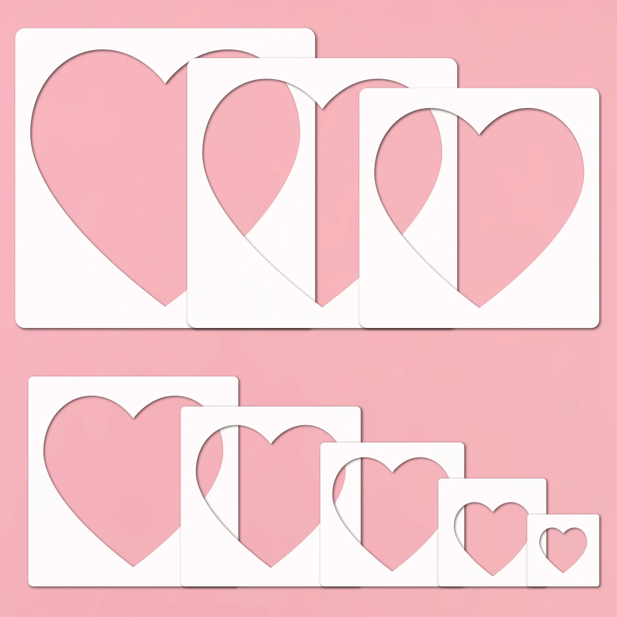 8 Pieces Different Size Heart Stencils, Heart Template Stencil, Large ...