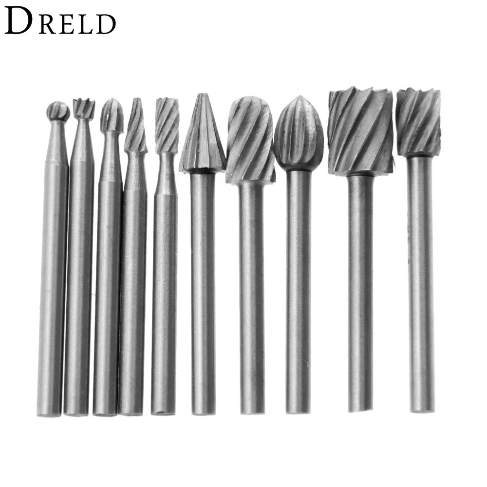 10pcs 1/8 Hss Routing Router Drill Bits Set For Dremel Carbide Rotary ...
