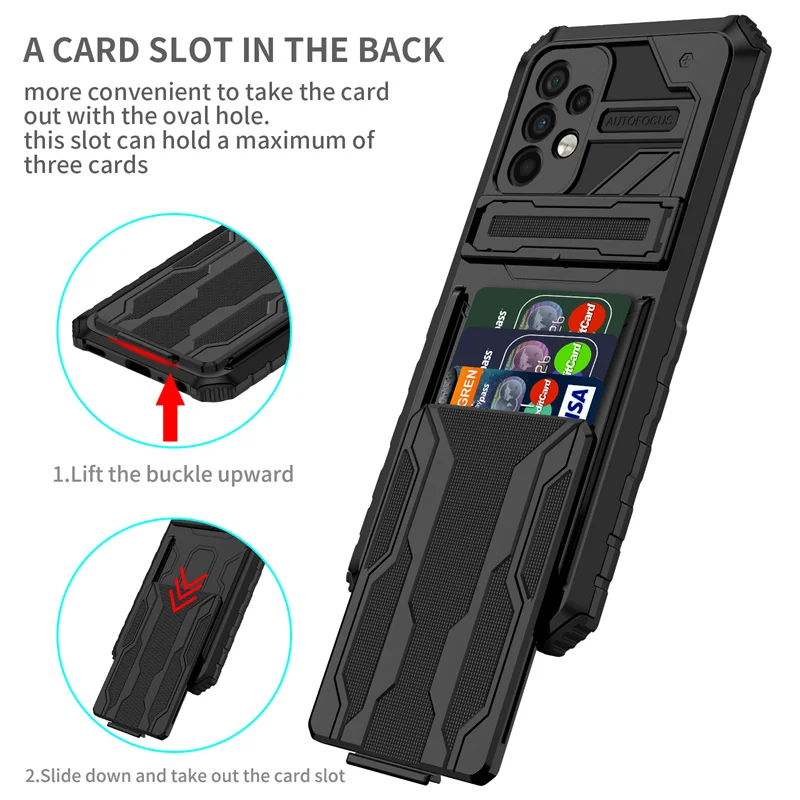 For Samsung Galaxy A52 A52S 5G Case Armor Kickstand With Card Slot ...