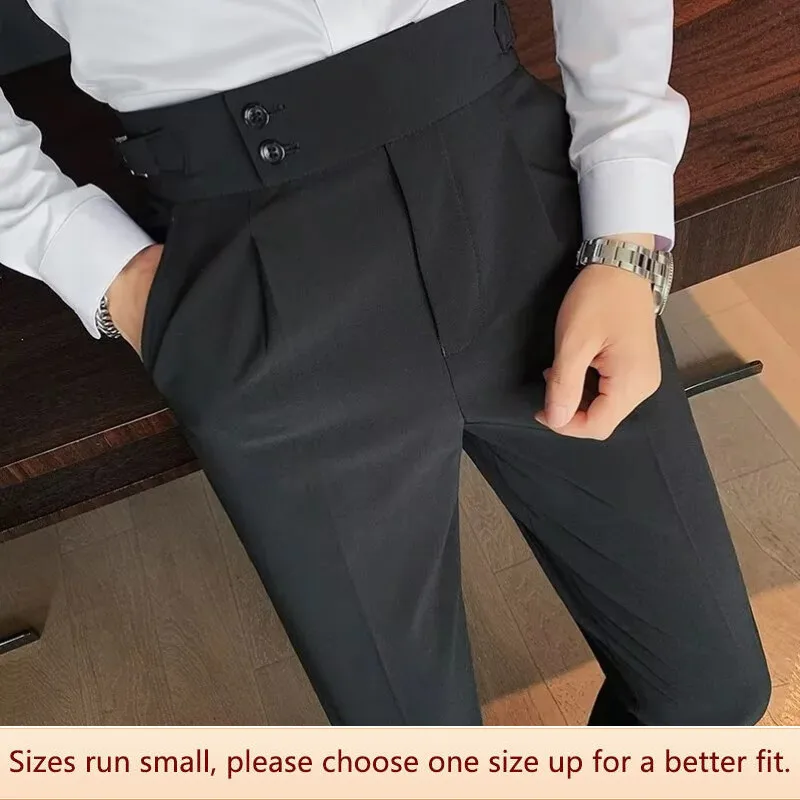 Men-Slim-Fit-Small-Foot-Pants-Autumn-Retro-High-Waist-Business-Pure ...
