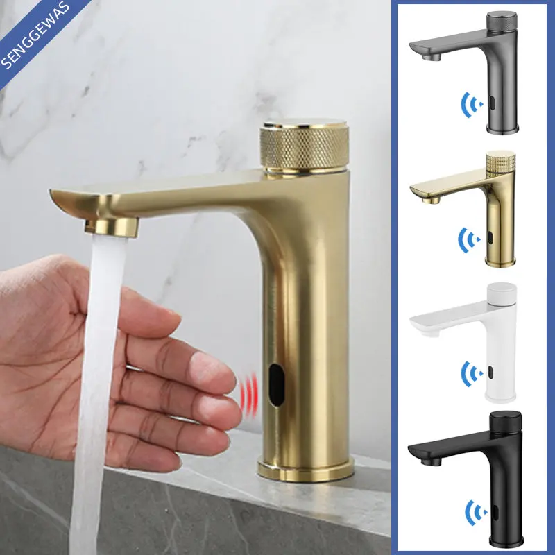 Smart-Bathroom-Sink-Faucet-Brushed-Gold-Automatic-Smart-Bathroom-Mixer ...