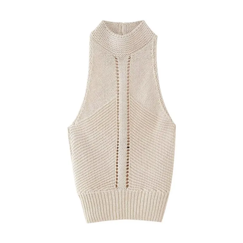 Knitted-neckline-hanging-neck-collar-top-for-Summer-Women-s-Backless ...