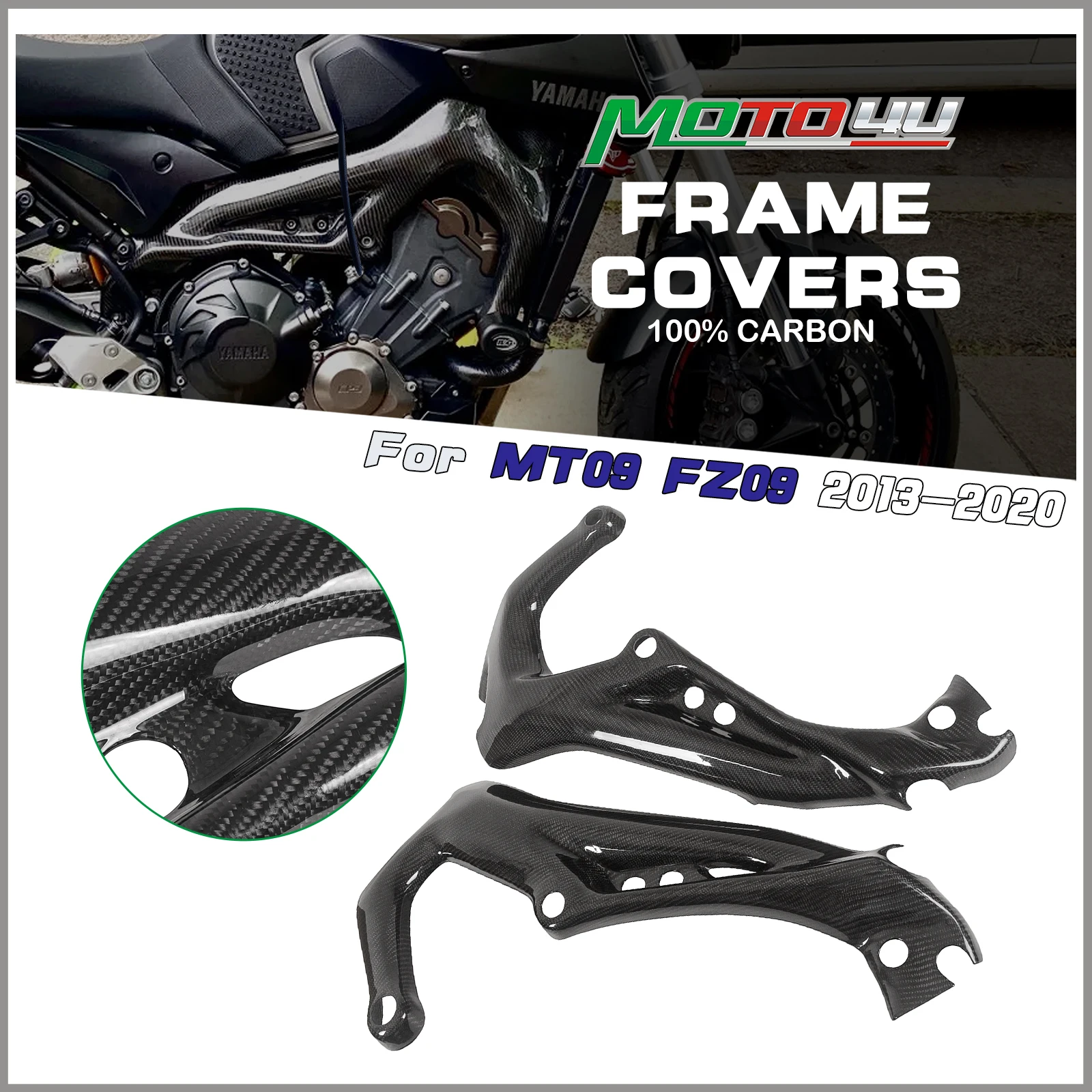 For YAMAHA MT09 MT-09 FZ09 2013 2014 2015-2020 Carbon Fiber Frame ...