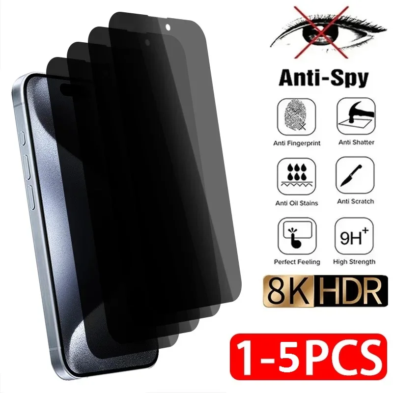 1-5Pcs Privacy Screen Protector Tempered Glass for iPhone 15 14 13 11 ...