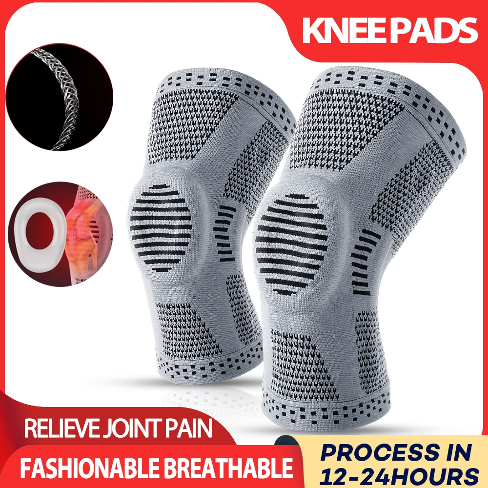 Sports-Pressurized-Silicone-Spring-Breathable-Knee-Pads-Mountaineering ...