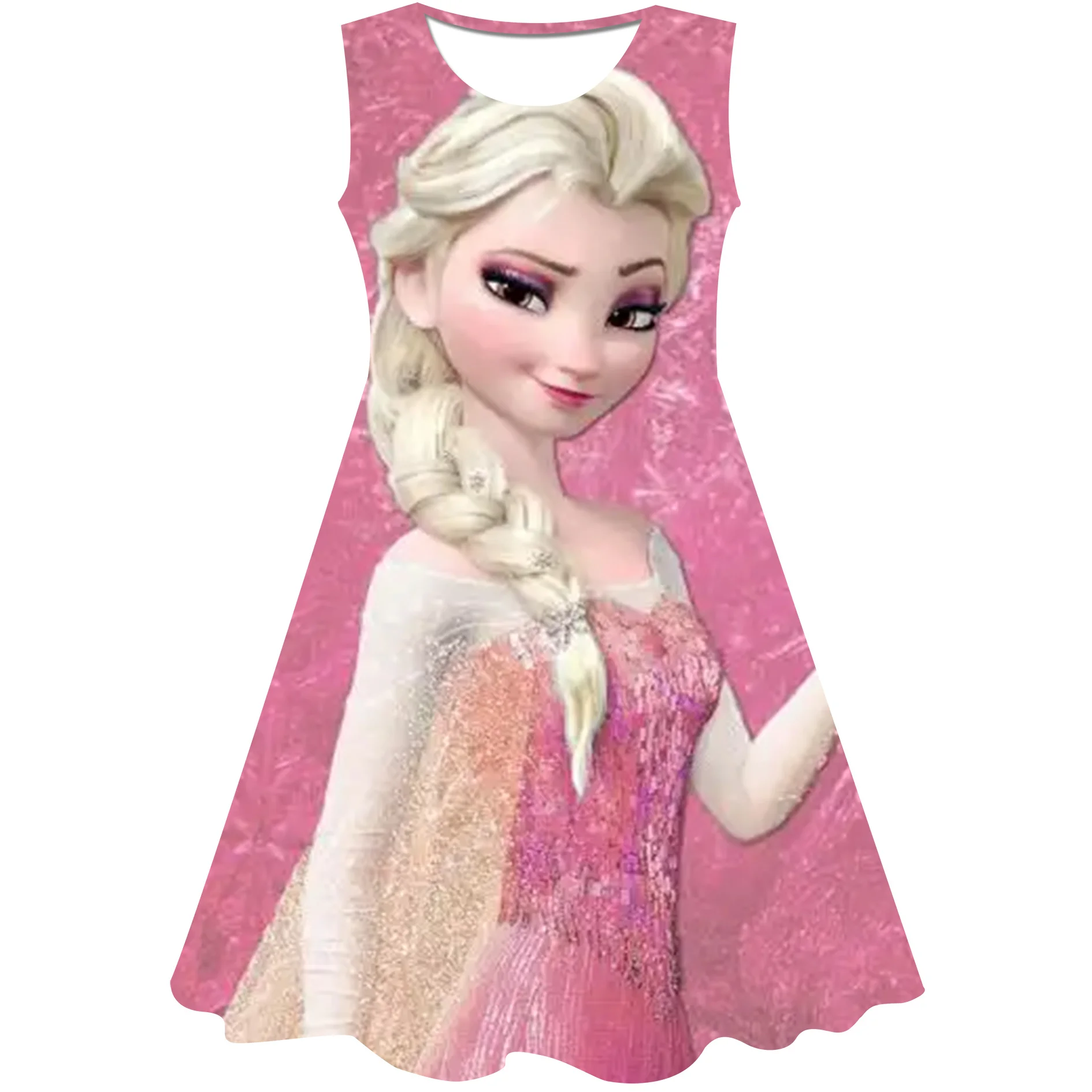Girls 3D Print Dresses Baby Girl Party Sleeveless Princess Dress Disney ...