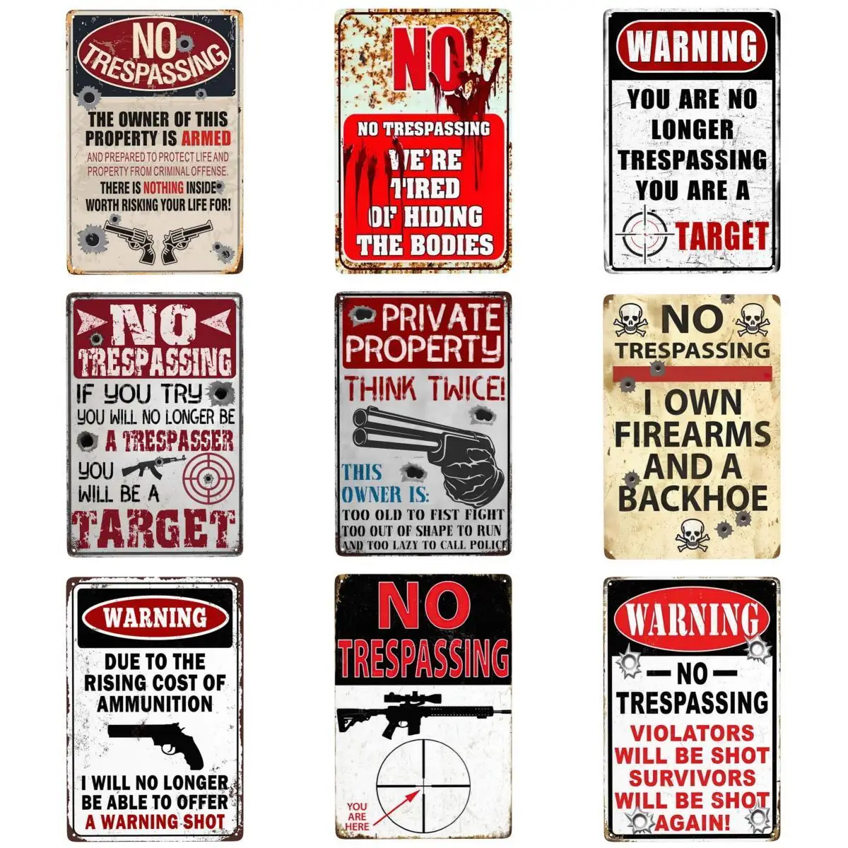 1pc-No-Trespassing-Sign-Warning-Metal-Signs-I-Own-Firearms-and-a ...