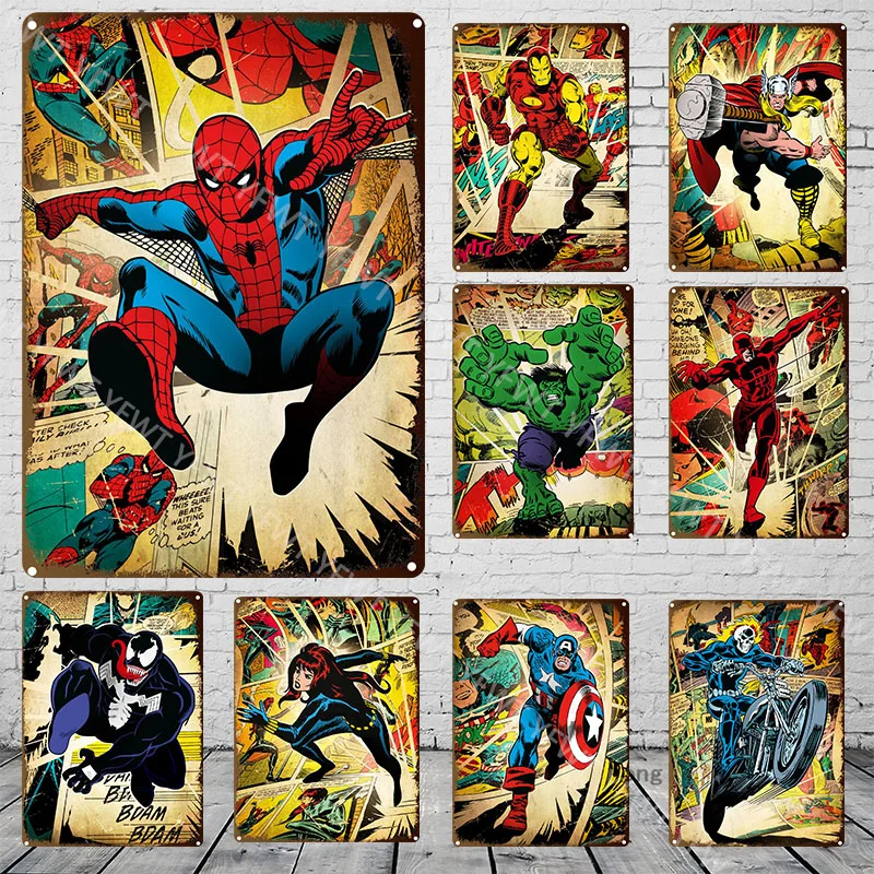 Vintage Tin Sign Marvel | Metal Living Room Decor | Poster Children ...