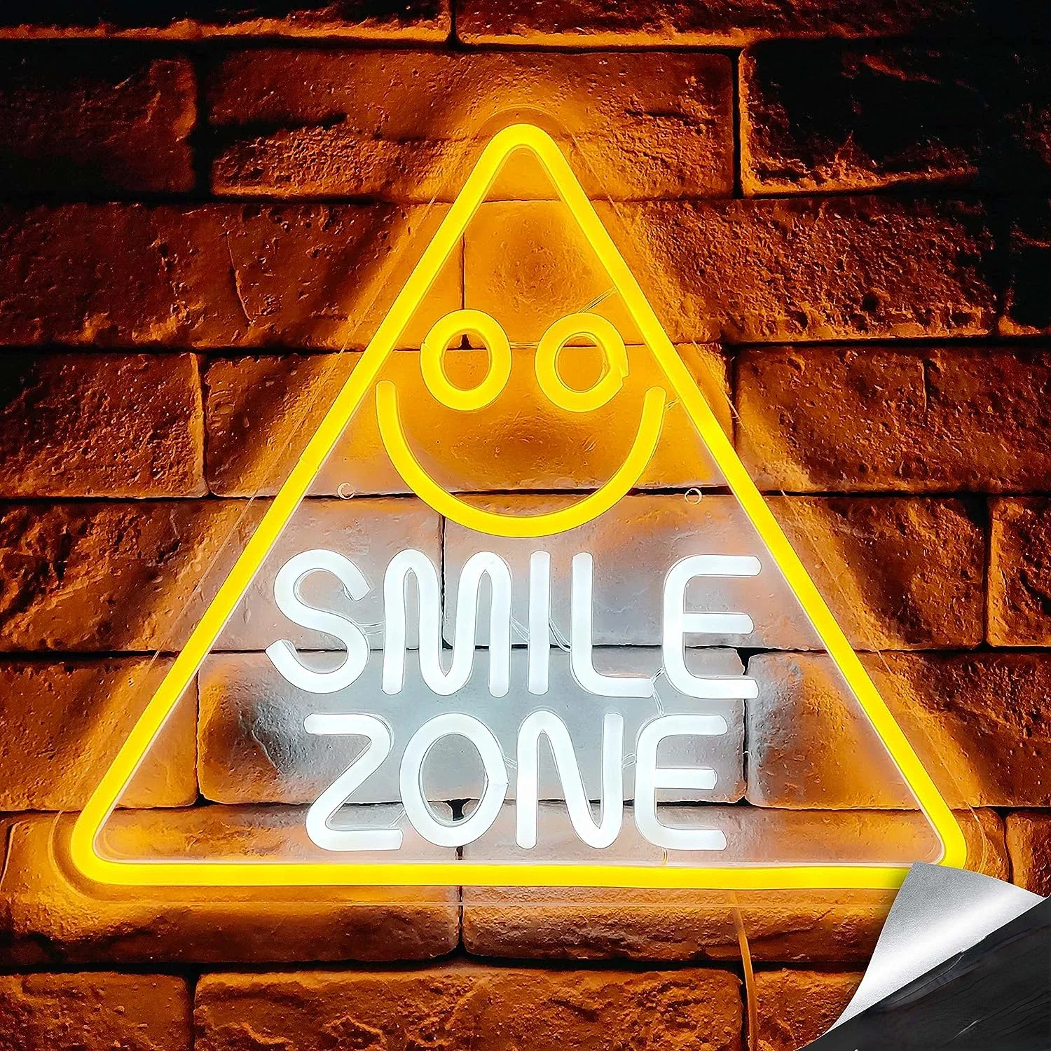Smile-Zone-Neon-Sign-Triangular-Smiling-Face-LED-Sign-Smiling-Happy ...