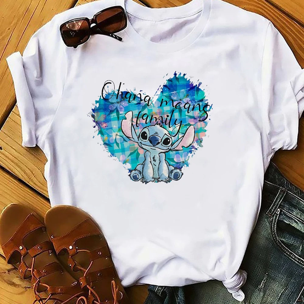 Disney-Women-T-Shirt-Cartoon-Stitch-Graphic-Trendy-Creativity-O-Neck ...