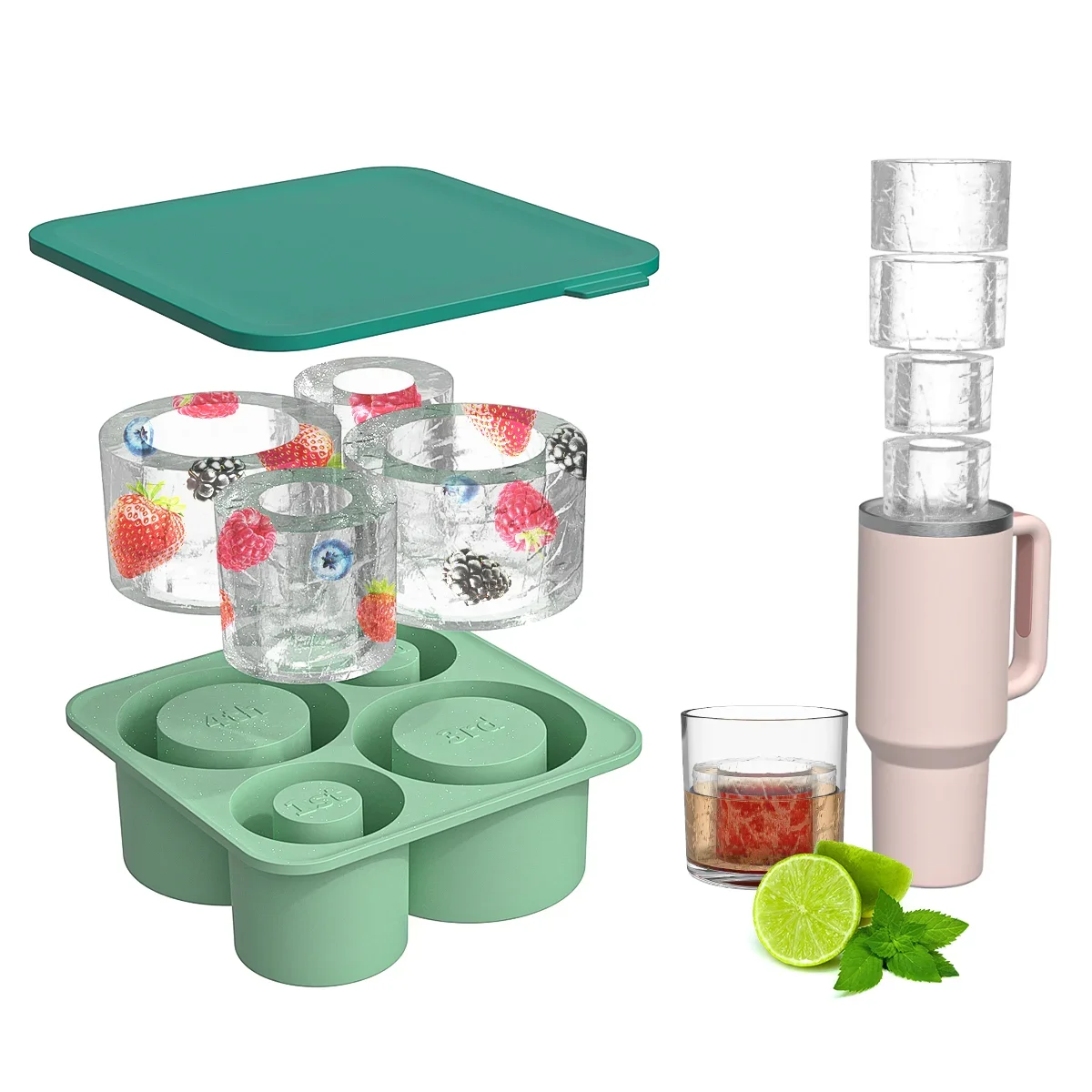 Leeseph-Silicone-Ice-Molds-for-ST-Cup-Cylinder-Shaped-Ice-Tray-for ...