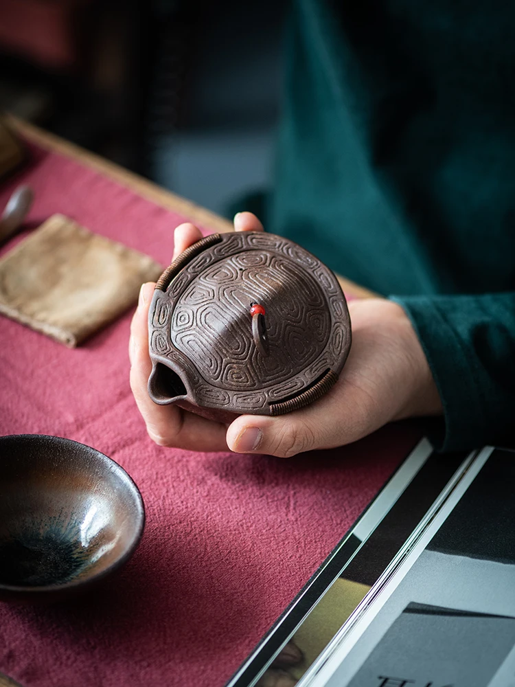 High-End-Yixing-Purple-Clay-Pot-Rich-Armor-Golden-Money-Turtle-Hand ...