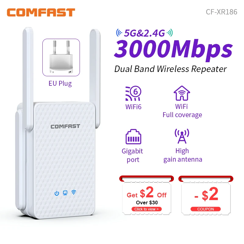 Comfast-3000Mbps-WiFi-6-Repeater-2-4G-5GHz-Dual-Band-Wireless-Extender ...