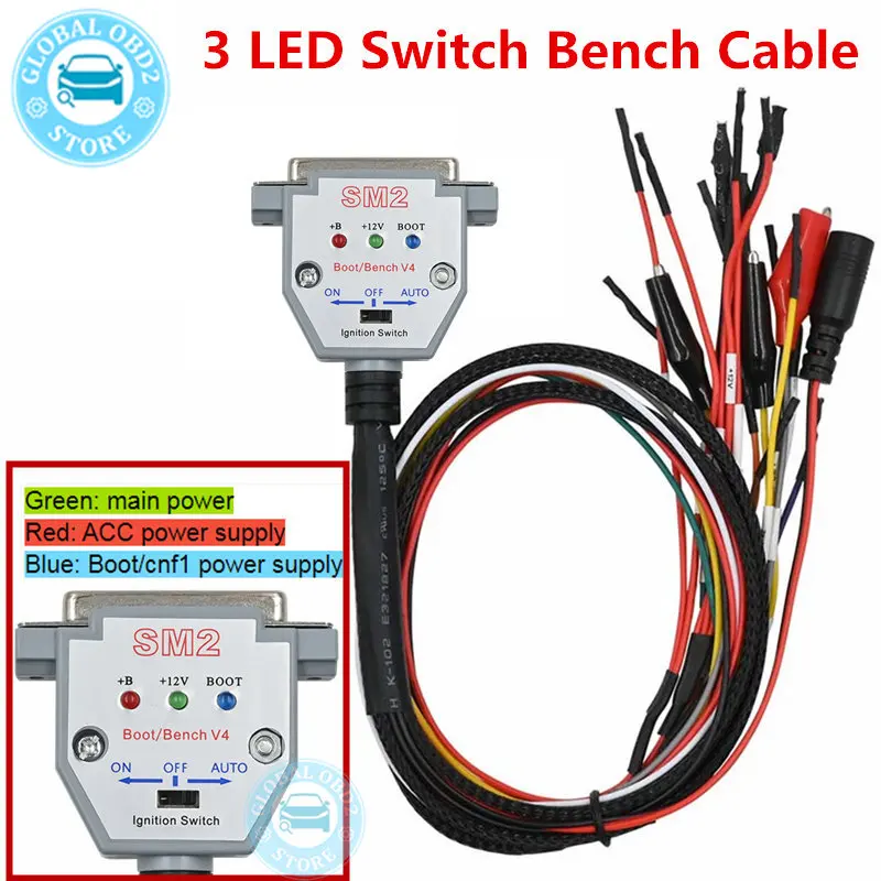 3 LED Lights Switch Bench Cable ECU Bench Pinout Cable for SM2 PRO ...