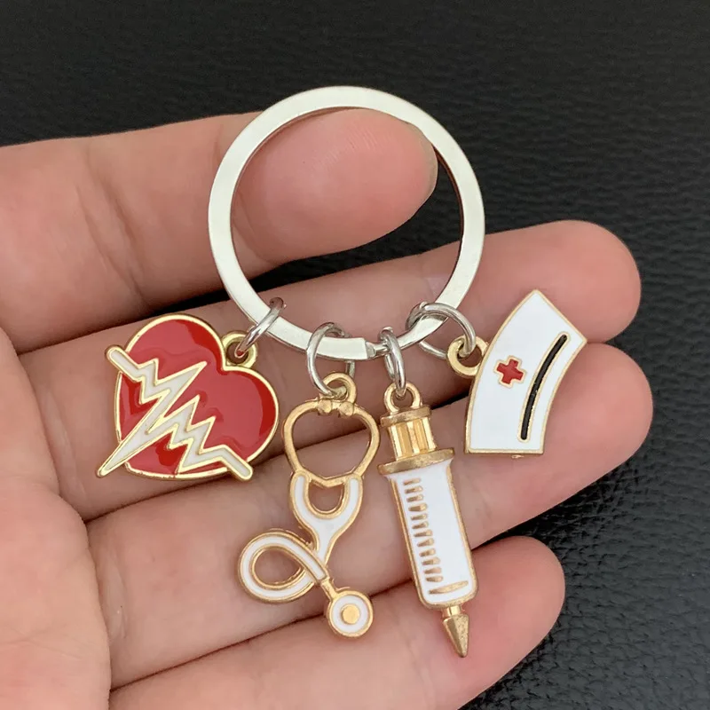 Fashionable-new-style-doctor-nurse-key-ring-syringe-stethoscope-love ...