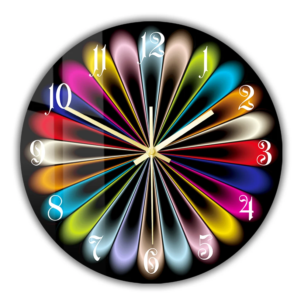 Colored Background Printing Wall Clock Modern Design Home Decor Metal ...