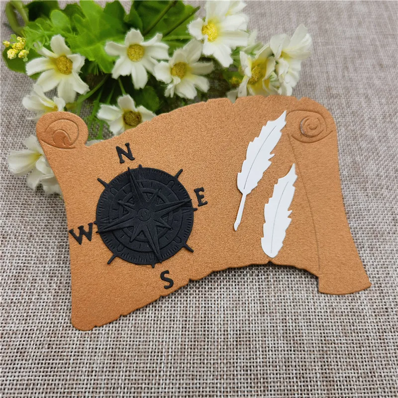 NEW Compass book scroll Metal Cutting Dies Scrapbook Embossing Cut Dies ...