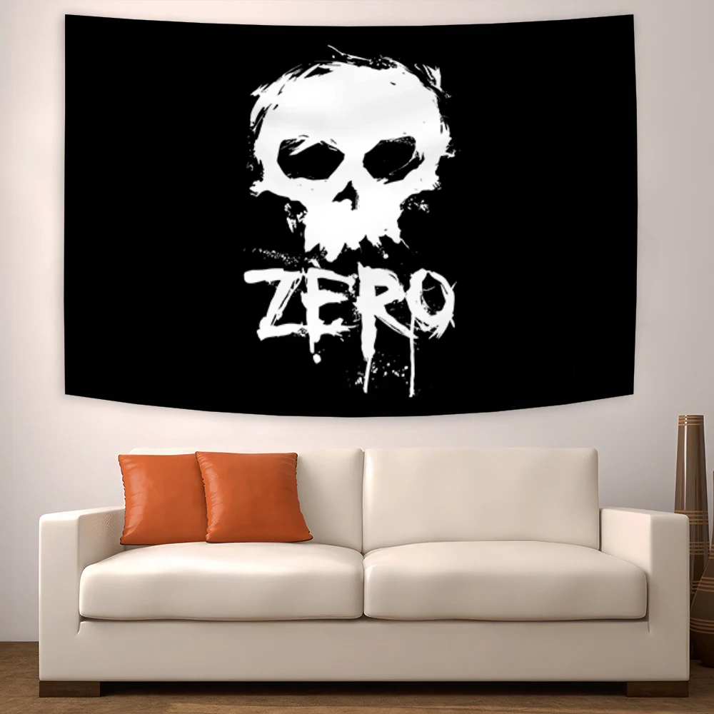 90x150-Zeros-Skateboards-Skull-Black-Tapestry-Polyester-Printed-Home-Or ...