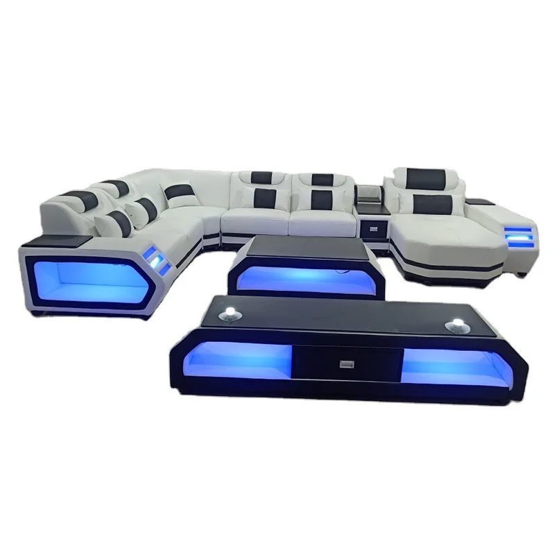 MANBAS-Italian-Genuine-Leather-Sectional-Sofa-with-LED-Lights ...