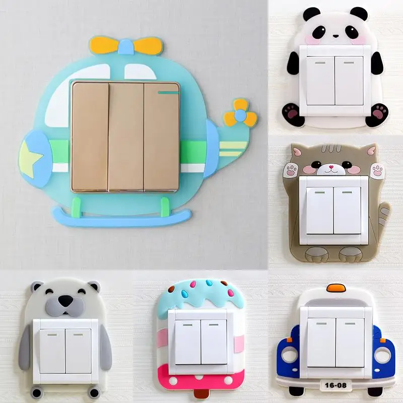 1Pcs-Silicone-Switch-Stickers-Cartoon-Children-Room-Decoration-Washable ...