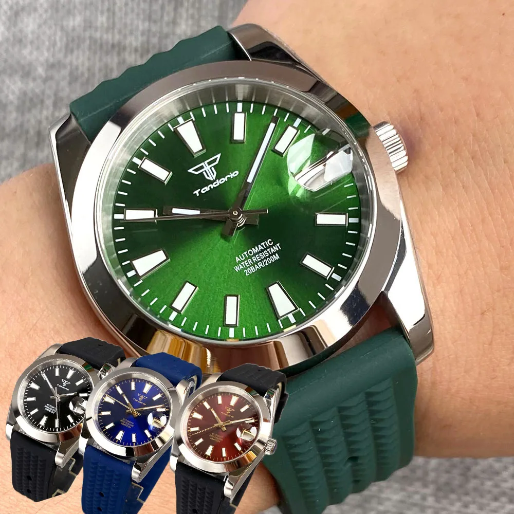 NH35-200m-Waterproof-Tandorio-36mm-Polish-Steel-Automatic-Watch-Men-Day ...