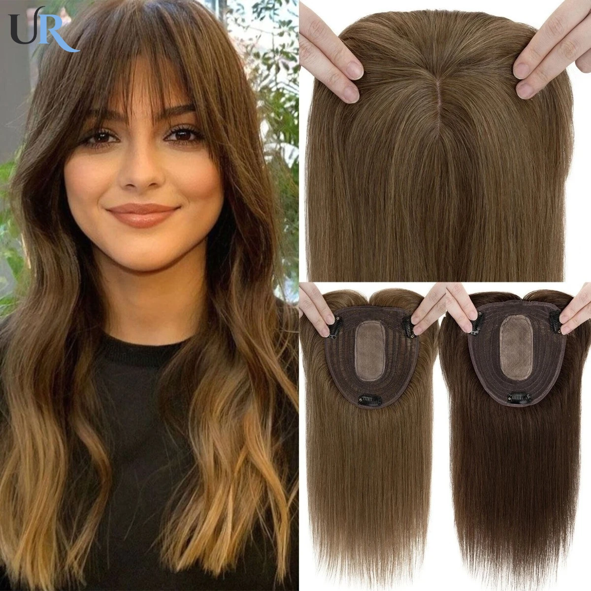 Hair-Topper-With-Bangs-Women-100-Human-Hair-Wigs-Clip-In-Hairpieces ...