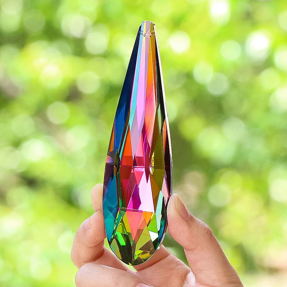 Iridescent Crystal Angel Tear Prism 120mm Faceted Hanging Suncatcher ...