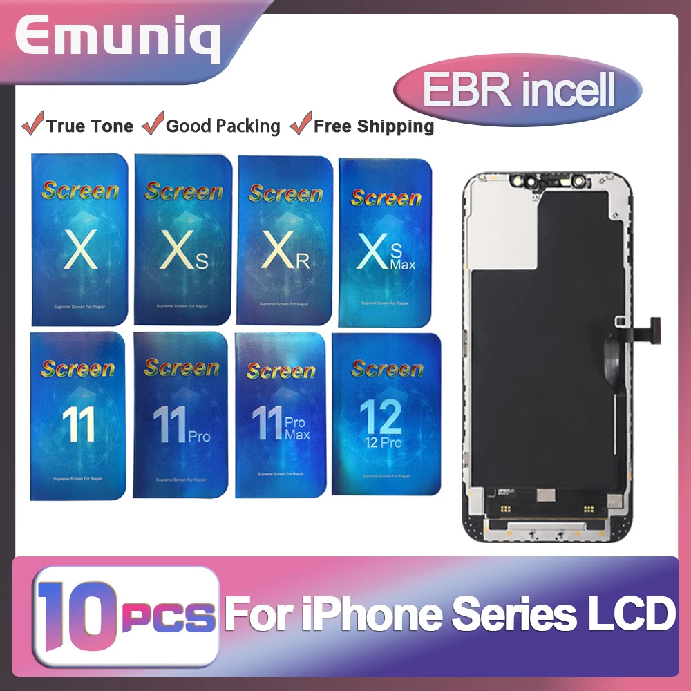 10 Pcs LCD Display EBR Incell for iPhone XR XS Max 11 12 13 Screen Touch Digitizer Assembly ...