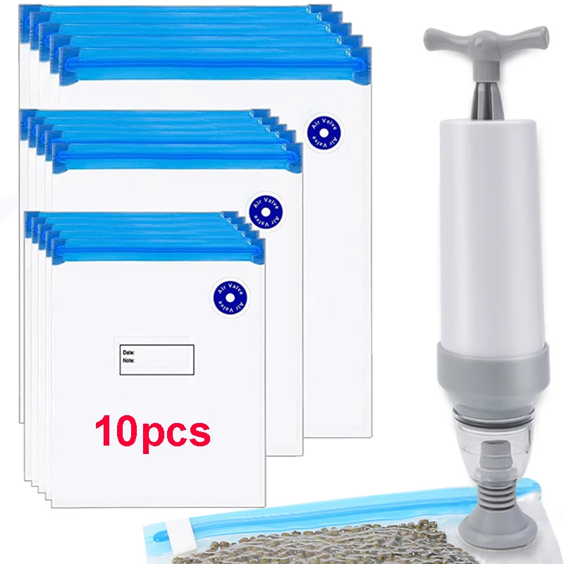 Reusable-Vacuum-Sealer-Bag-Kitchen-Food-Storage-Zipper-Bag-Air-Valve ...